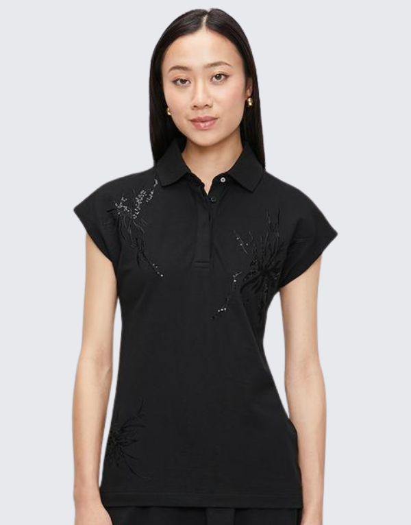 Polo Makena Short Sleeve Golfer In Black Womens