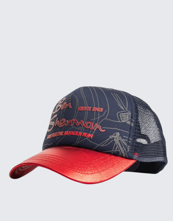 Ben Sherman Exploded Scooter Cap Navy/Red Men