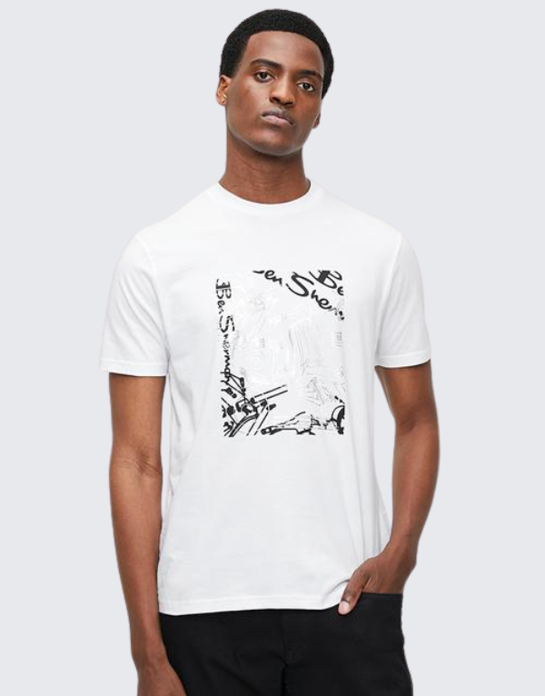 Ben Sherman Exploded Scooter T-Shirt White Men